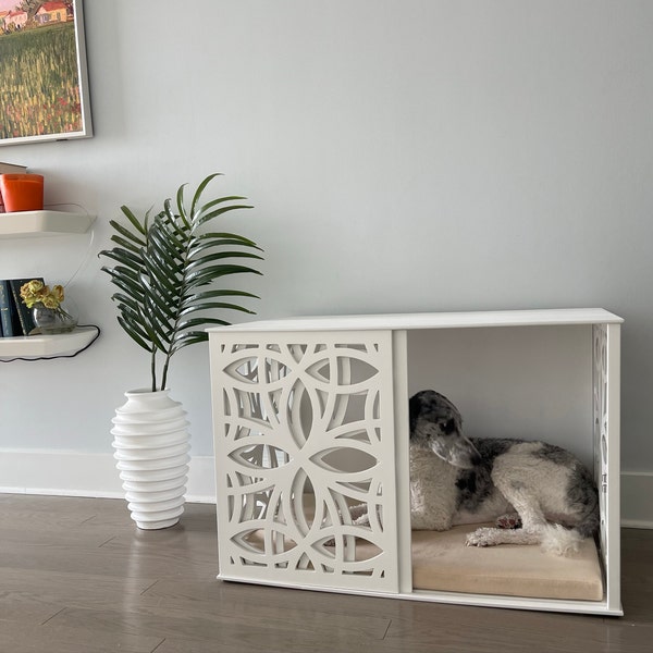 Small Modern Dog Crate With Sliding Door, Dog Crate Furniture, Wood Dog ...