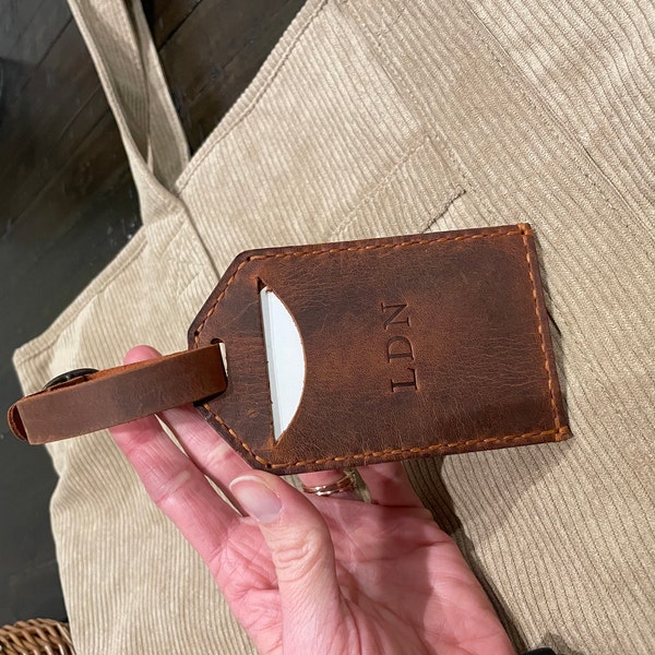 Personalized Leather Luggage Tag, Custom Luggage Tag, Custom Leather Travel Tag, Custom Leather ...