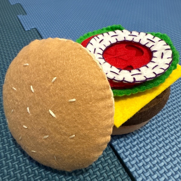 Felt Play Food - Cheeseburger - Hamburger - Felt Food (felt Food ...