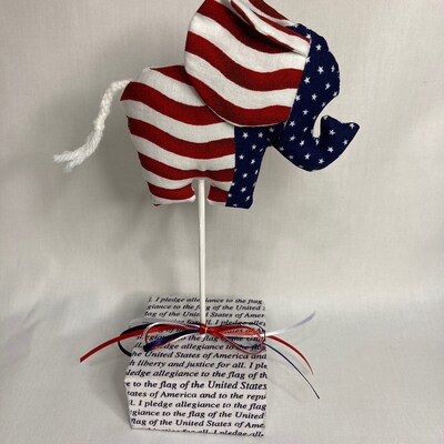 Fabric Patriotic Elephant, Republican GOP Keychain, Ornament, Accessory ...