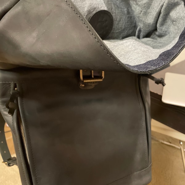 Leather Backpack Roll Top Backpack Mens Backpack Roll up Backpack ...