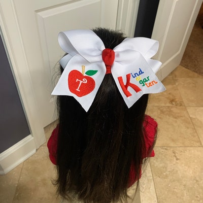 Large Monogrammed Back to School Hair Bow, First Day of Kindergarten ...