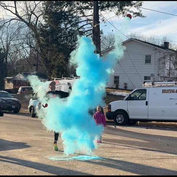 Gender Reveal Powder in Pink Blue Green Red Purple Yellow Orange Poof ...