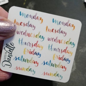 Rainbow Days of the Week Planner Stickers for Calendar, Journal ...
