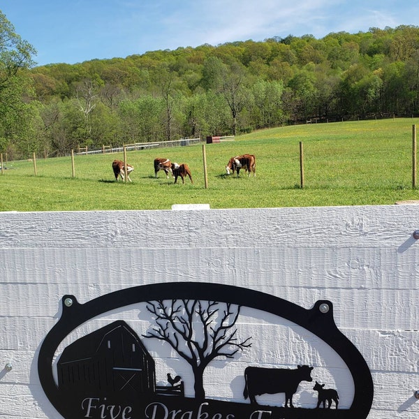 Metal Farm Sign Personalized Ranch Husband Gift Custom Livestock Cattle ...