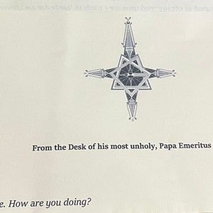 SPECIALIST: Letter Inspired by Papa Emeritus II - Etsy