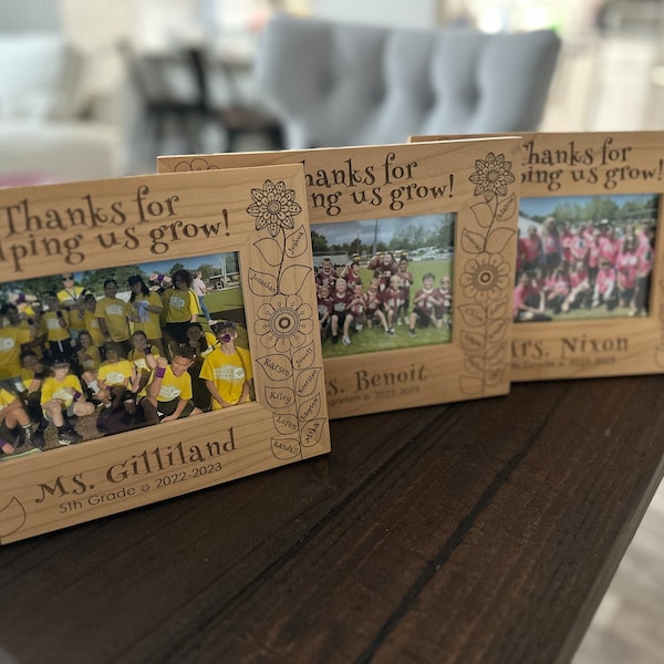 Personalized Teacher Picture Frame, Engraved Thank You Photo Wood Gift ...