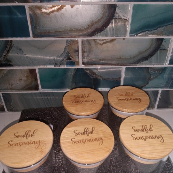 Personalized Spice Jars: Laser Engraved Glass With Bamboo Lid - Etsy