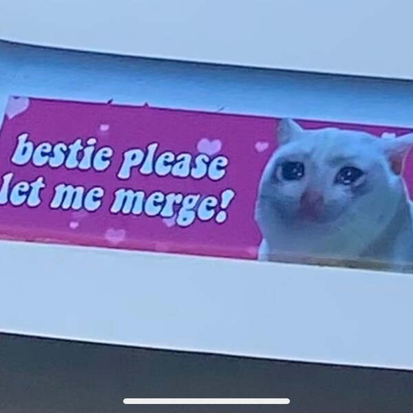Bestie Please Let Me Merge Funny Gen Z Meme Y2K Pink Aesthetic Bumper ...