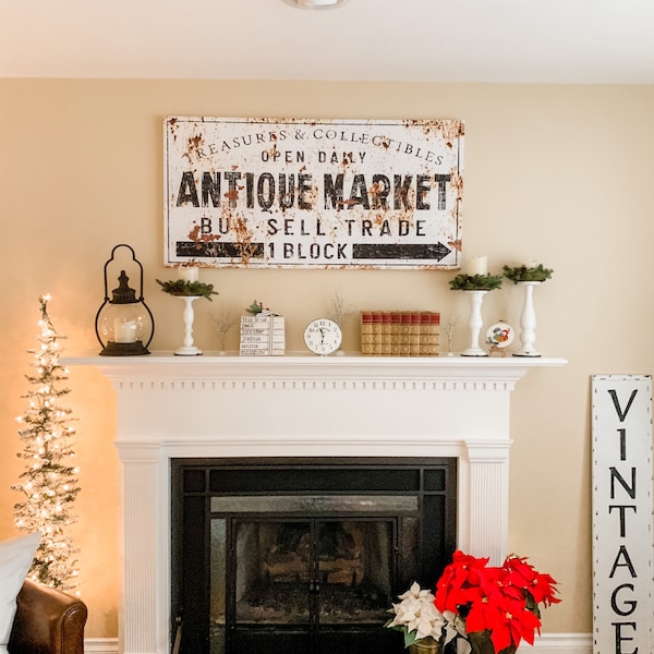 Modern Farmhouse Decor Antique Market Sign Rustic Wall Art Family ...