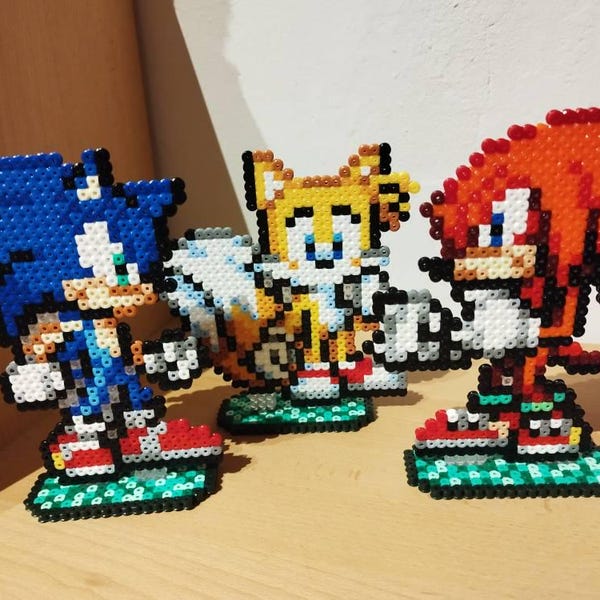 Sonic, Tails, Knuckles, Cream & Chao, Amy Rose From Perler Beads, Sega ...