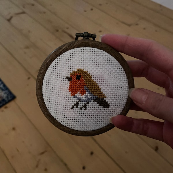 Robin Cross Stitch Kit - Beginners Counted Cross Stitch Mini Kit - DIY ...