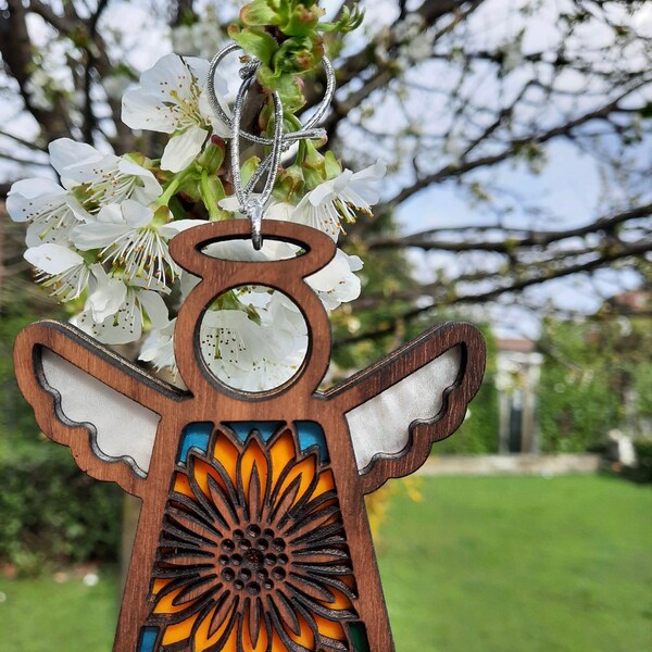 Sunflower Angel Keepsake Suncatcher Ornament - Beautiful Pop of Color ...