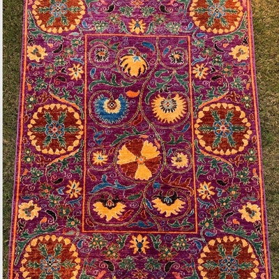 Blue 5x7ft. Bird Area Rug Handmade Afghan Natural Wool Rug Rugs for ...