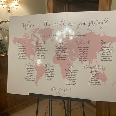 World Map Table Plan, Seating Chart, Travel Themed Wedding - Etsy