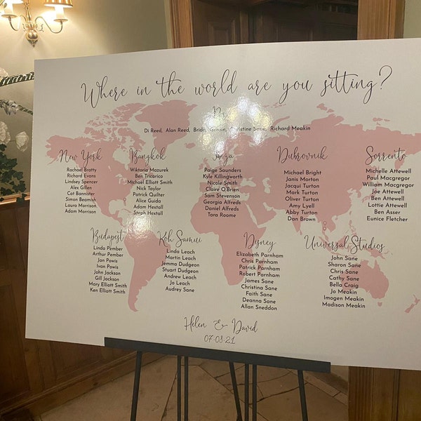 World Map Table Plan, Seating Chart, Travel Themed Wedding - Etsy