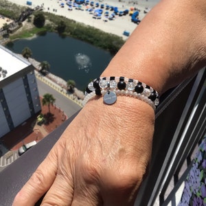 Heishi Clay and Crystal Stretch Bracelet With Stainless Steel or ...