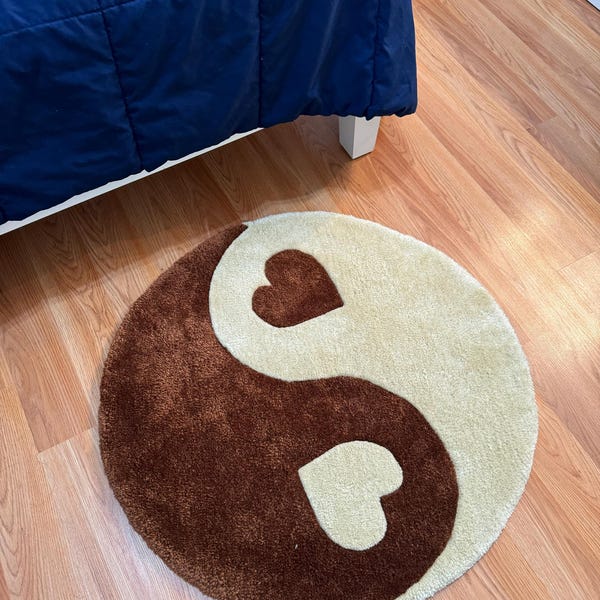 Cool Ying Yang Tufted Rug, Washable Rug, Area Rugs, Handmade Round Rugs ...