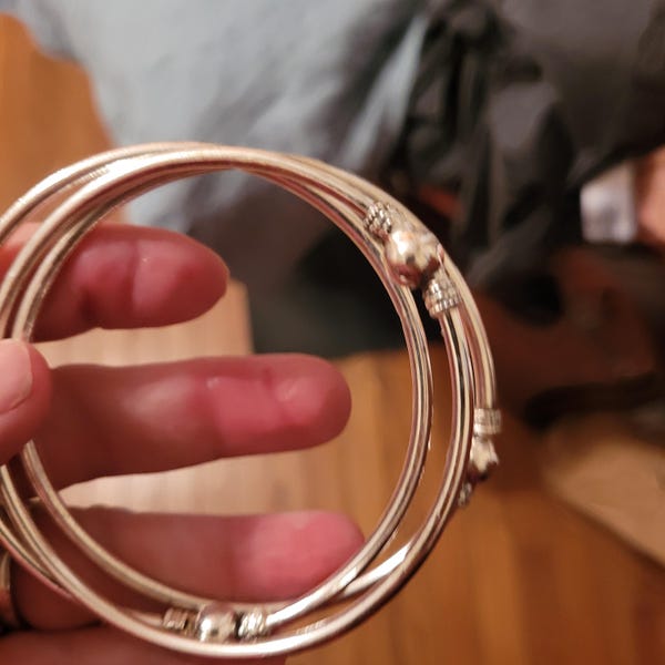 925 Sterling Silver Bangle Boho Stacking Bangles Handmade Bangle, Silver Bangle, Floral Bangle ...