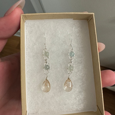 Aquamarine and Moonstone Earrings, March Birthstone, Teal Flower ...