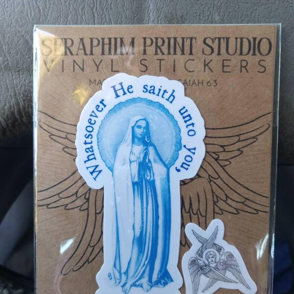 Virgin Mary Whatsoever He Saith Unto You Do It Vintage Style Sticker ...