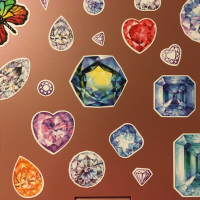 Set of Gemstone Vinyl Stickers, Laptop Stickers, Gem Stickers, Emerald ...