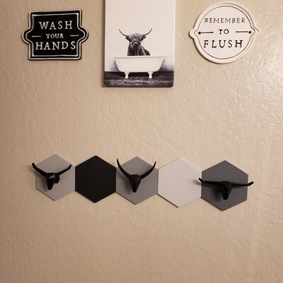 CUSTOM Modern Coat Hook Set, Hexagon Wall Hooks, Mens's Clothes Rack ...