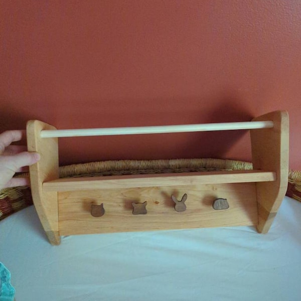 Montessori Baby & Kids Room Shelf With Hooks, Nursery Shelves, Kids ...