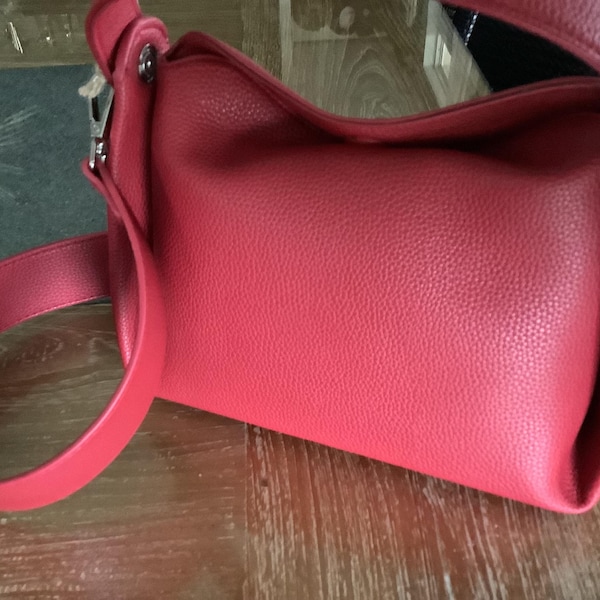 Red Leather Crossbody Bag, Red Leather Handbags, Red Fashion Shoulder ...