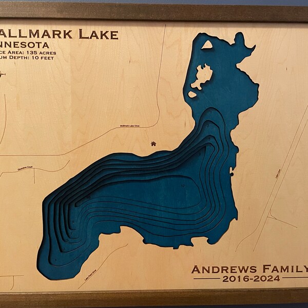 Personalized Wood Lake Map, Custom Wood Map, Lake House Decor, Father's ...