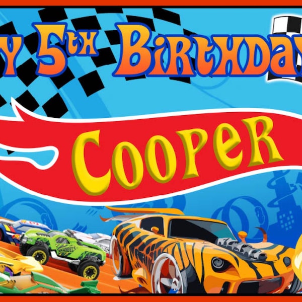 Car Birthday Banner, Hot Cars, Hot Cars Birthday Banner, Personalised ...