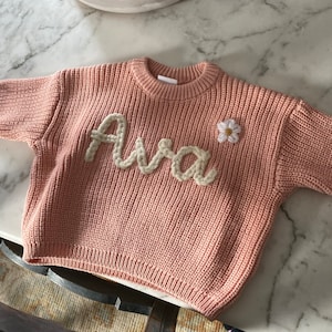 Personalized Oversized Name Kids Sweater /hand Embroidered Sweater - Etsy