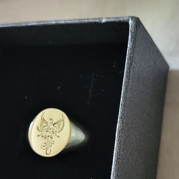 Phoenix Ring, Gold Phoenix Ring, Phoenix Signet Ring, 14k Gold Phoenix ...
