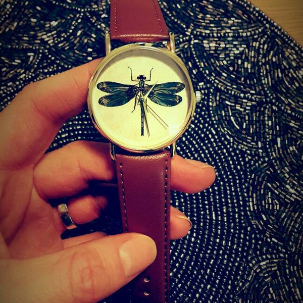 Vintage Dragonfly Watch: Classic Style, Leather Band - Etsy