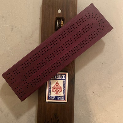 Lined Walnut Crib Board Cribbage Board skunk Lines card and Peg Storage ...