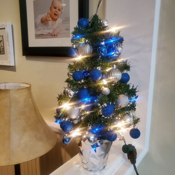 White Christmas Tree, White Blue Silver, Hanukkah Tree, 3 Ft Plus Tall ...