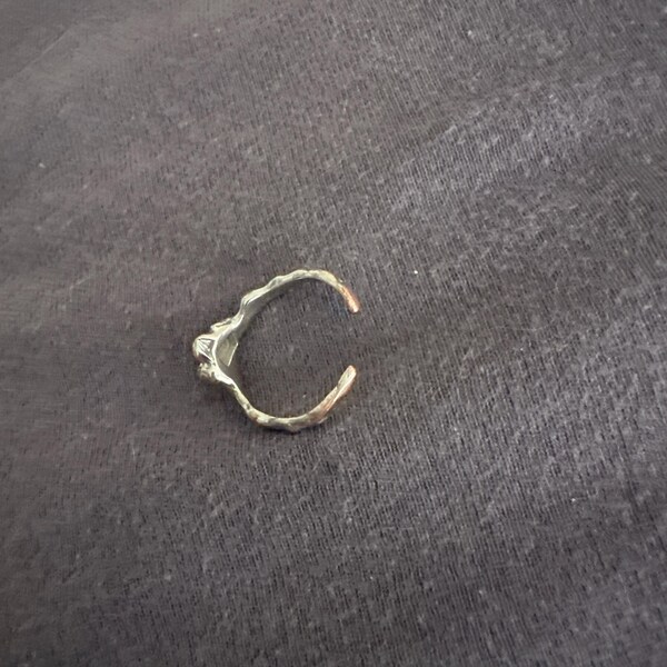 Y2k Irregular Silver Metal Liquid Ring, Irregular Dripping Open Ring, Adjustable Liquid Lava ...