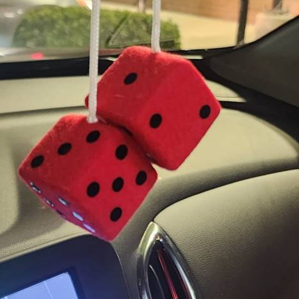 Baby Pink Fuzzy Dice With Silver Chrome Gems and Chain or Cord / Car ...