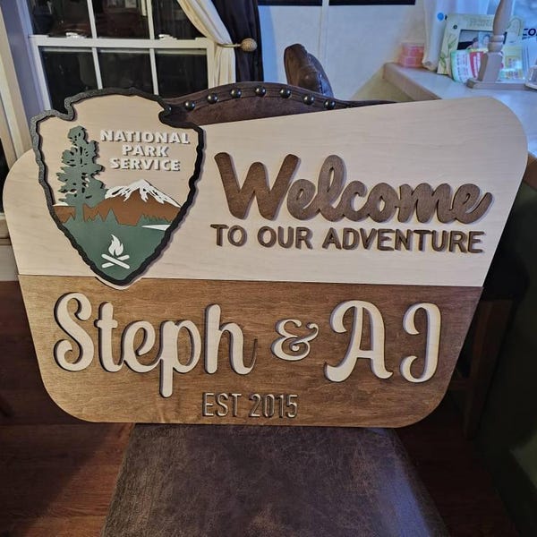 Welcome to Our Adventure Personalized Wood Sign for Home, Cabin ...