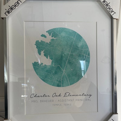 Personalized School Map, Teacher Gifts, Watercolor Print, Custom Map ...