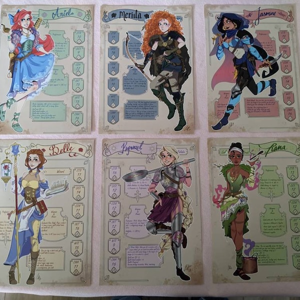 Disney Ariel Bard Poster Illustration, D&D Character Sheet, Print ...