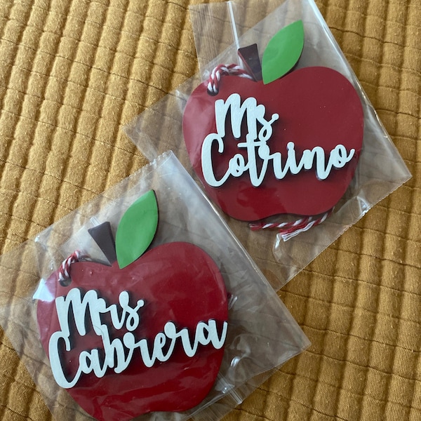 Teacher Appreciation / Teacher Gift Tags / Wooden Apple Pencil Name ...