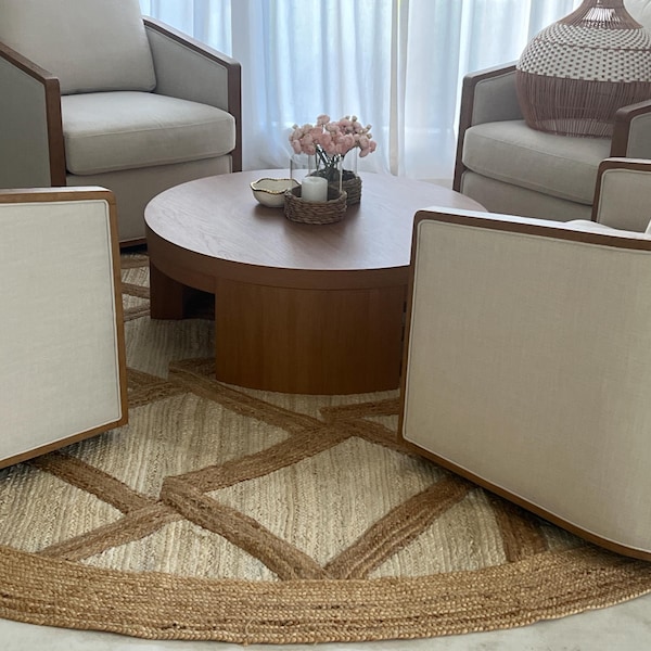 6x6, 7x7 Feet Large Size Round Jute Rug, Natural Jute Rug, Hand Braided ...