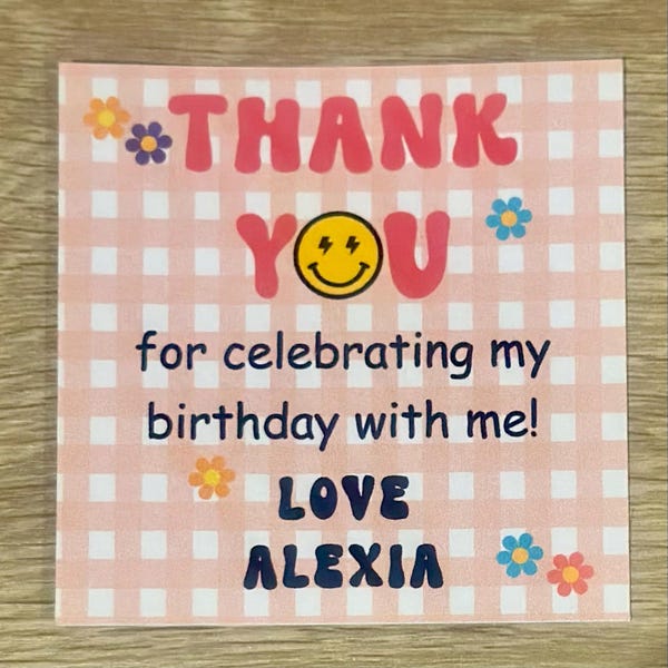 Smiley Face Thank You Gift Tag, Preppy Retro Smiley Happy Face Favor ...