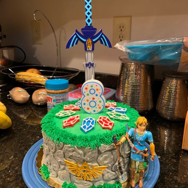 Zelda Master Sword Personalized Cake Topper and Zelda Crest Cupcake (1 ...