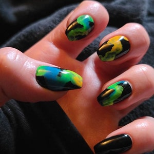 Neon Smoke Nails Smoke Nails Neon Neon Nails Nails - Etsy