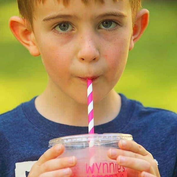 Pink LEMONADE PARTY CUPS Disposable Birthday Cup Set Lemon Stand ...