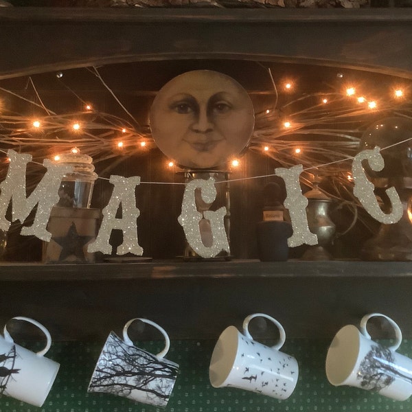 Free Shipping Dream Banner Garland Silver German Glass Glitter Shabby ...