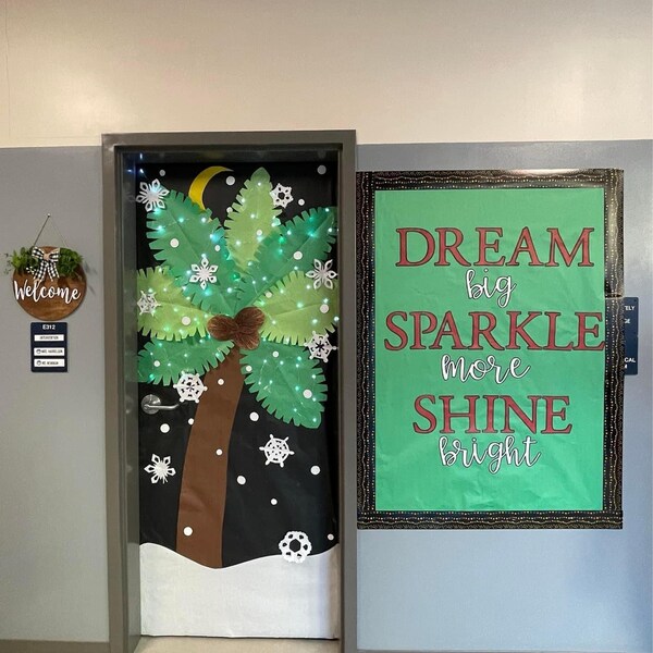 Dream Big Sparkle More Shine Bright December Door Christmas Door ...