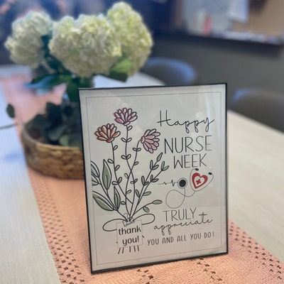 Nurse Week Printable 5x7 Folded Greeting Card,heart Thank You Medical ...